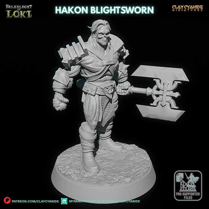 3D Printable Hakon Blightsworn by Clay Cyanide Miniatures